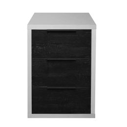 M&auml;usbacher Nachtkommode Clyde kreidegrau matt lack / flamed wood black