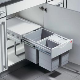 Hailo Abfallsammler Raumspar Tandem 3-Fach Grau ca. 34,6x47,5x33,6 cm