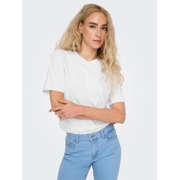 T-Shirt Only "ONLMONJA S/S TEE JRS NOOS", Damen, Gr. XS, wei&szlig;, Jersey, Obermaterial: 100% Baumwolle, unifarben, regular fit normal, Rundhals, Shirts T-Shirt