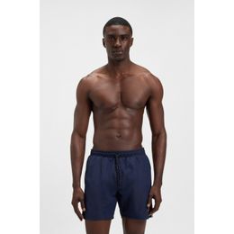 Badeshorts BOSS "Starfish", Herren, Gr. L, N-Gr, blau (navy 413), Microfaser, Microfaser, kontrastfarbene Details, unifarben mit Farbeinsatz, Badehosen Badeshorts, mit Kontraststreifen