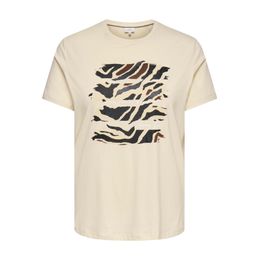Kurzarmshirt Only CARMAKOMA "CARBOOSTERY LIFE SS REG TEE JRS BS", Damen, Gr. L, birch print:graphic animal, Jersey, Obermaterial: 100% Baumwolle, bedruckt, regular fit Po-bedeckend, Rundhals, Shirts