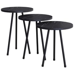 Beistelltisch-Set Mirola 3er-Set Schwarz