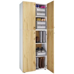 Dreht&uuml;renschrank Lona XXL Wei&szlig;/Honigeiche