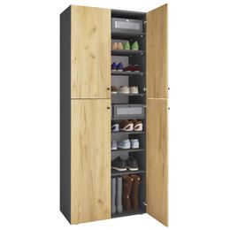 Dreht&uuml;renschrank Lona XXL Anthrazit/Honigeiche