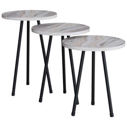 Beistelltisch-Set Mirola 3er-Set Marmoroptik