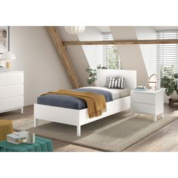 Vipack Einzelzimmer EVA Wei&szlig; Bett, Nachtschrank teilmassiv