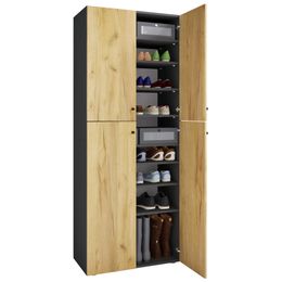 Dreht&uuml;renschrank Lona XXL Anthrazit/Honigeiche