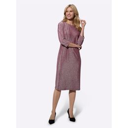 Etuikleid Classic Basics "Jersey-Kleid", Damen, Gr. 38, Normalgr&ouml;&szlig;en, silber (bordeaux, silberfarben), Jersey, 52% Polyamid, 42% metallisierte Fasern, 6% Elasthan, unifarben, knielang, U-Boot-Ausschnitt, Kleider Etuikleid