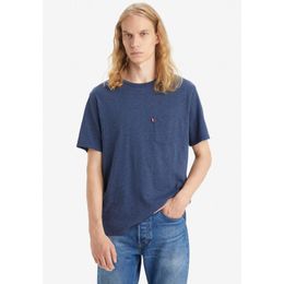 Levi's T-Shirt LEVI'S "CLASSIC POCKET TEE", Herren, Gr. L, marineblaus heather slub jersey, Jersey, Obermaterial: 100% Baumwolle, meliert, regular fit normal, Rundhals, Shirts T-Shirt, mit aufgesetzter Brusttasche