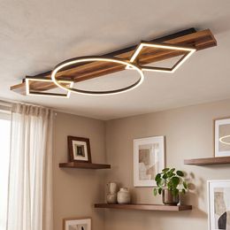 hofstein Pompu Deckenleuchte LED Holz dunkel, Schwarz, 1-flammig