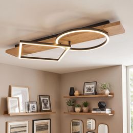 hofstein Pompu Deckenleuchte LED Holz hell, Schwarz, 1-flammig