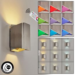 hofstein Bafueiras Au&szlig;enwandleuchte LED Nickel-Matt, Wei&szlig;, 1-flammig, Fernbedienung, Farbwechsler