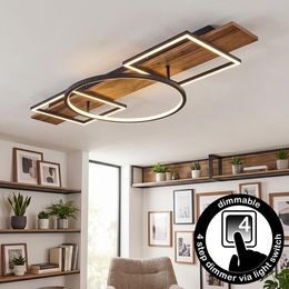 hofstein Pompu Deckenleuchte LED Braun, Holzoptik, Schwarz, 1-flammig
