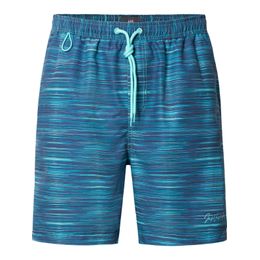 Badeshorts Jan Vanderstorm "Badeshorts OVIND", Herren, Gr. XL, weit, blau (dunkelblau gemustert), Obermaterial: 100% Polyester COOLMAX(R) PES(Coolmax)., Badehosen Badeshorts