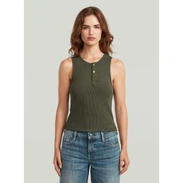 G-Star Raw T-Shirt G-STAR "Slim Henley Tank T-Shirt", Damen, Gr. L, asfalt, Obermaterial: 94% Baumwolle, 6% Elasthan, Shirts T-Shirt