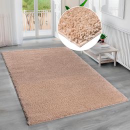 Hochflor-Teppich Bruno Banani "Shaggy Soft" Gr. 2, beige (sand), B:70cm H:30mm L:140cm, Kunstfaser, Teppiche, gewebt, Uni Farben, besonders weich und kuschelig, Kundenliebling