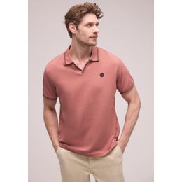 Poloshirt Street One MEN, Herren, Gr. L (42), sunrise rot, Web, 50% Baumwolle, 48% Polyester, 2% Elasthan, unifarben, normal normal, hoch geschlossener Ausschnitt, abgesteppt, Shirts, im soften Baumwoll-Mix