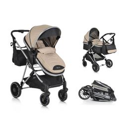 Moni Kombikinderwagen 2 in 1 Kali 22 kg umbaubar, Korb, Getr&auml;nkehalter, Tasche beige