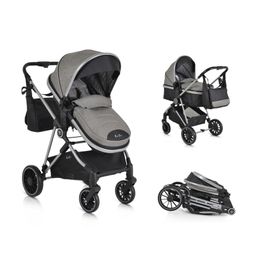 Moni Kombikinderwagen 2 in 1 Kali 22 kg umbaubar, Korb, Getr&auml;nkehalter, Tasche grau