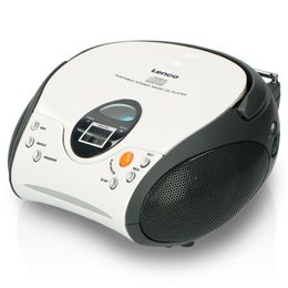 Lenco SCD-24 white - Tragbares FM-Radio mit CD-Player - Kopfh&ouml;reranschlu&szlig; - Wei&szlig;