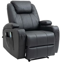CLP Sessel Hepler Mit Massagefunktion I Verstellbare R&uuml;ckenlehne Mit Fu&szlig;st&uuml;tze Und Getr&auml;nkehalter I TV-Sessel Mit W&auml;rmefunktion Und Remote