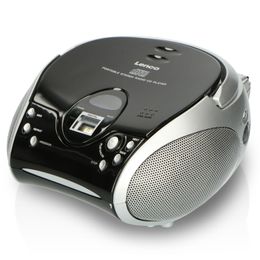Lenco SCD-24 Black/Silver Tragbares FM-Radio mit CD-Player Kopfh&ouml;reranschlu&szlig; Silber/Schwarz
