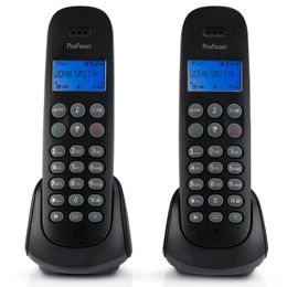 Profoon Schnurloses Telefon mit 2 Mobilteilen Schwarz