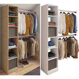 Vcm Holz Kleiderschrank offener Schrank begehbarer Kleiderregal Raumwunder mit 2 Kleiderstangen Ma&szlig;e ca. B. 38 x H. 194 x T. 40 cm- Dacho lll
