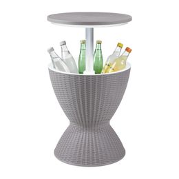casa.pro K&uuml;hltisch, Hellbraun, Kunststoff, Metall, 30 L, rund, 48.5x58x48.5 cm, Gartenm&ouml;bel, Gartentische, Beistelltische outdoor