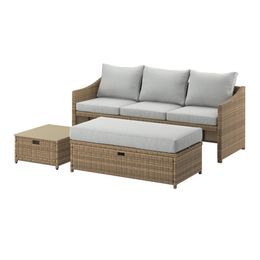 Ambia Garden Loungegarnitur, Gelb, Grau, Metall, Kunststoff, Textil, 178x67.5x67.5 cm, Stauraum, Loungem&ouml;bel, Gartenlounge-Sets