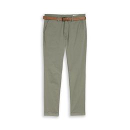 Tom Tailor Denim Herren TTSLIM Chino Hose mit G&uuml;rtel, gr&uuml;n, Uni, Gr. 30/36