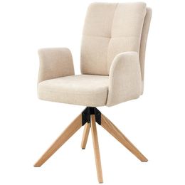 Livetastic Armlehnstuhl, Beige, Holz, Metall, Textil, Eiche, Pappel, massiv, Sperrholz, Flachrohr, 60x94x66 cm, Sitzfl&auml;che 360&deg; drehbar, Esszimmer, St&uuml;hle, Esszimmerst&uuml;hle, Armlehnenst&uuml;hle