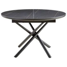 Mid.you Esstisch, Schwarz, Metall, Keramik, Holzwerkstoff, rund, Rundrohr, 120x76x120-160 cm, Bsci, ausziehbar, Esszimmer, Tische, Esstische, Esstische ausziehbar