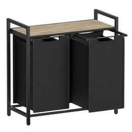 Boxxx W&auml;schekorb, Schwarz, Eiche, Metall, Textil, Holzwerkstoff, 92 L, rechteckig, 73x72x33 cm, Tragegriffe, Ordnen & Aufbewahren, W&auml;schek&ouml;rbe & Tonnen
