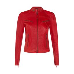 Rote Slim-Fit-Bikerjacke aus Leder f&uuml;r Damen &ndash; Maldon