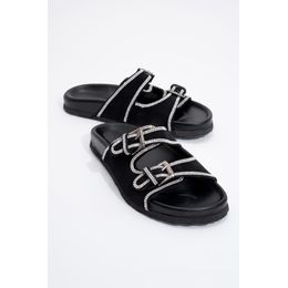 Allen Rhinestone Leder Slide Sandale (Women)