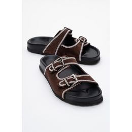 Allen Rhinestone Leder Slide Sandale (Women)