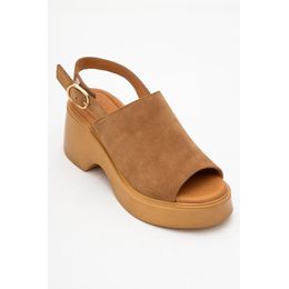 Power Leder Plateau Keilabsatz Sandalen (Women)