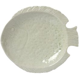 IB Laursen Serviertablett Ocean White, Fischf&ouml;rmig aus Steingut 34 x 30 x 4,5 cm skandinavische Deko Online Shop