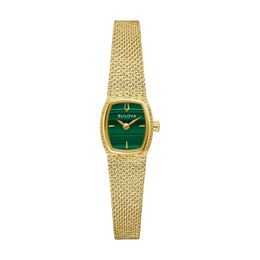 Quarzuhr Bulova "Goddess of Time", gold (goldfarben, gr&uuml;n), Armbanduhren, Damen, Quarzuhr, Armbanduhr, Damenuhr, Edelstahlarmband, analog