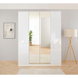 Kleiderschrank OTTO HOME "Mehrzweckschrank Aktenschrank M&ouml;bel Mietswohnung Schlafzimmer KOLUNA", wei&szlig; (alpinwei&szlig;, glas kristallwei&szlig;), B:181cm H:210cm T:54cm, Holzwerkstoff, Schr&auml;nke, Kleiderschrank, mit Spiegel, inkl. 2 Innenschubladen sowie extra B&ouml;den MADE IN GERMANY