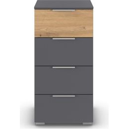 Schubkastenkommode OTTO HOME "Highboard Sideboard Schubladenkommode Kommode Schlafzimmer ASTANA", grau (graumetallic, eiche artisan), B:40cm H:81cm T:42cm, Holzwerkstoff, Sideboards, mit 4 ger&auml;umigen Schubladen, Kantengriff in Alufarben MADE IN GERMANY