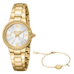 Quarzuhr JUST cavalli time "Primavera", gold (goldfarben), Armbanduhren, Damen, Quarzuhr, Armbanduhr, Damenuhr, Edelstahlarmband, Ideal auch als Geschenk