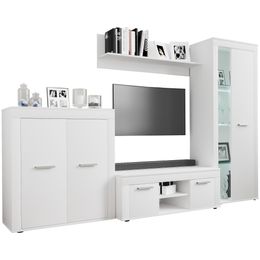 Wohnzimmertisch Vcm "4 tlg Schrankwand M&ouml;bel Set Wohnwand Usilo L", wei&szlig;, B:242cm T:37cm, Kastenm&ouml;bel-Sets