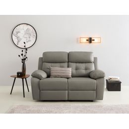 2-Sitzer OTTO HOME "Lannilis", grau (hellgrau), B:158cm H:99cm T:92cm, Kunstleder 100% Polyurethan, Sofas, mit manueller und elektrischer Relaxfunktion