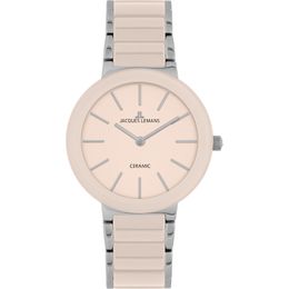 Keramikuhr Jacques Lemans "Monaco", rosa, Armbanduhren, Damen, Quarzuhr, Armbanduhr, Damenuhr, analog