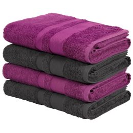 Duscht&uuml;cher OTTO HOME "Vanessa, 4 Duscht&uuml;cher, 70x140cm, in Standard- und Premium-Qualit&auml;t", lila (beere anthrazit), B:70cm L:140cm, Walkfrottee, Obermaterial: 100% Baumwolle, Handt&uuml;cher, Handt&uuml;cher mit Bord&uuml;re, 100% Baumwolle, einfarbig, weich