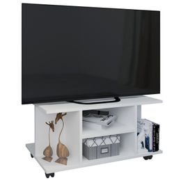 Wohnzimmertisch Vcm "Holz TV Lowboard Fernsehregal Rollen Findalo", wei&szlig;, B:80cm T:40cm, Regale, TVRack