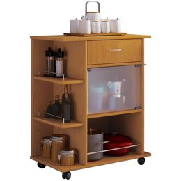 K&uuml;chenbuffet Vcm "K&uuml;chenwagen Servierwagen Rollwagen Rollen Pocis", braun (buche), B:65cm T:39cm, Obermaterial: 100% Holz Wood., Rollwagen