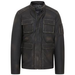 Herren Vintage Safari-Jacke aus schwarzem Leder &ndash; Fagernes